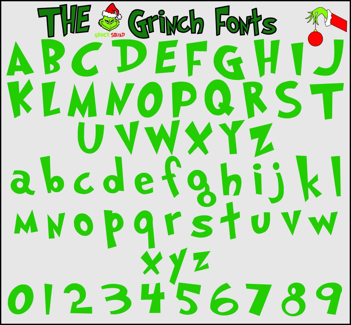 Grinch Font SVG, Green Font Svg Bundle, Green Character Font, Christmas ...