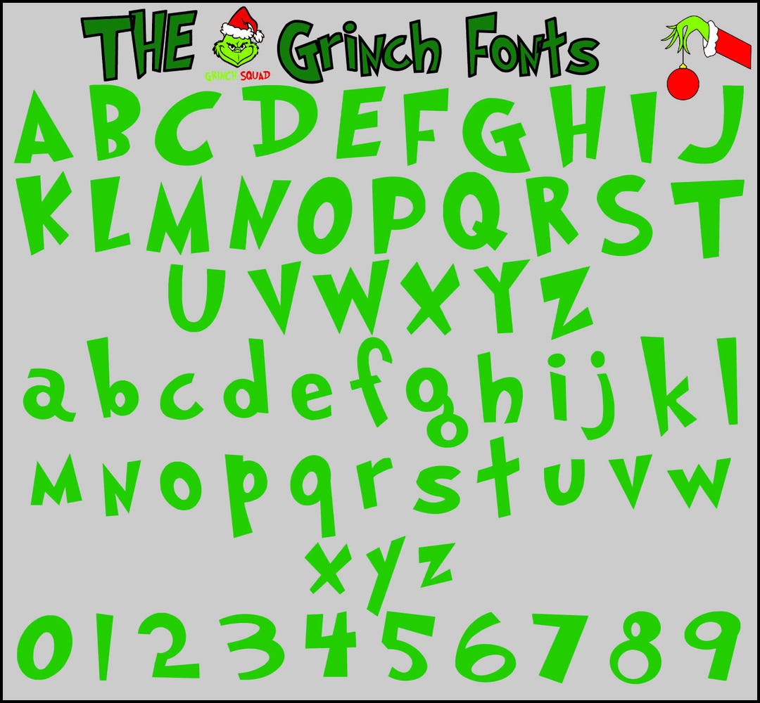 Grinch Font SVG, Green Font Svg Bundle, Green Character Font, Christmas ...