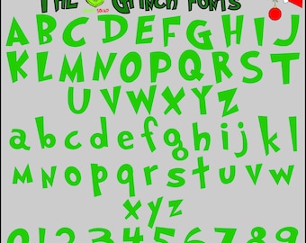 Grinch Font SVG, Green Font Svg Bundle, Green Character Font, Christmas ...