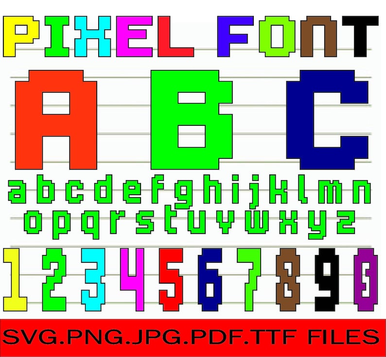 Pixel Font SVG, Video Game Font PNG, 8 Bit Font DXF, Pixel Font Ttf ...