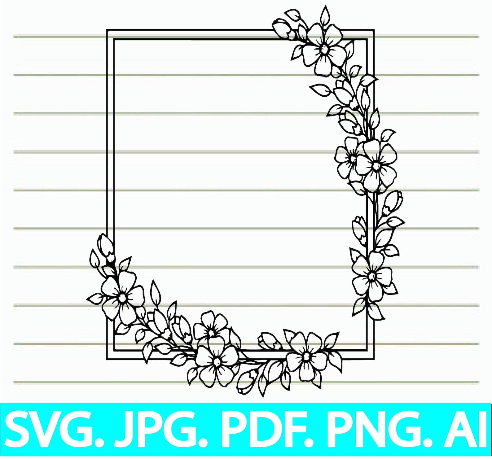 Decorative Frame SVG | Rectangle Frame Svg | Floral Border Svg ...