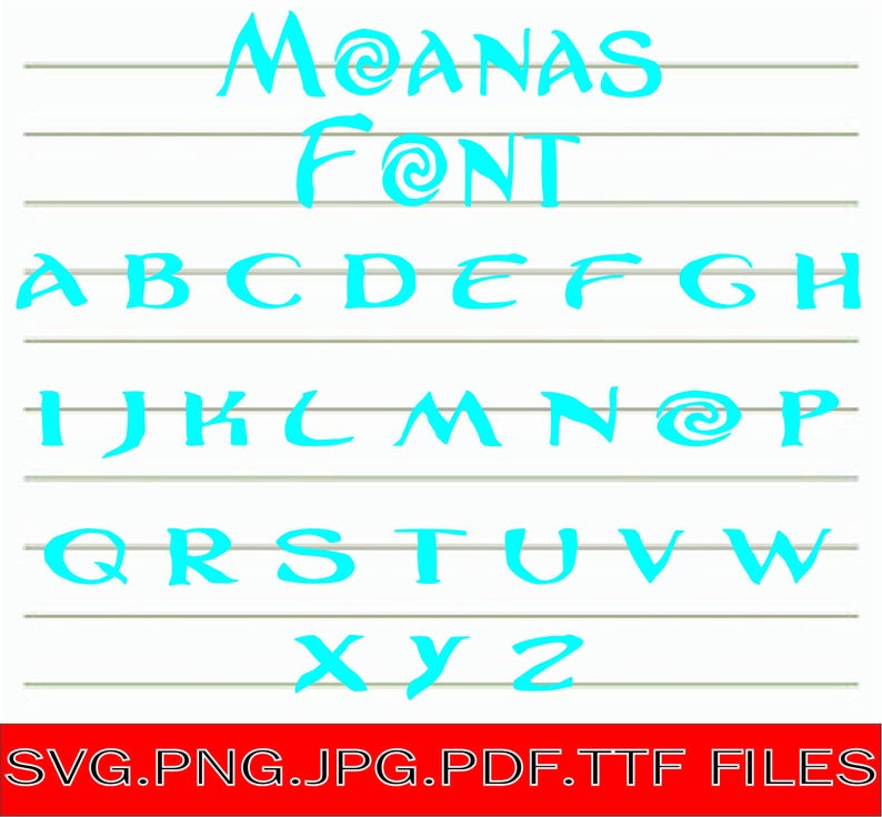 Moana Font SVG, Moana Alphabet TTF, Png, Svg Digital Download, Moana ...