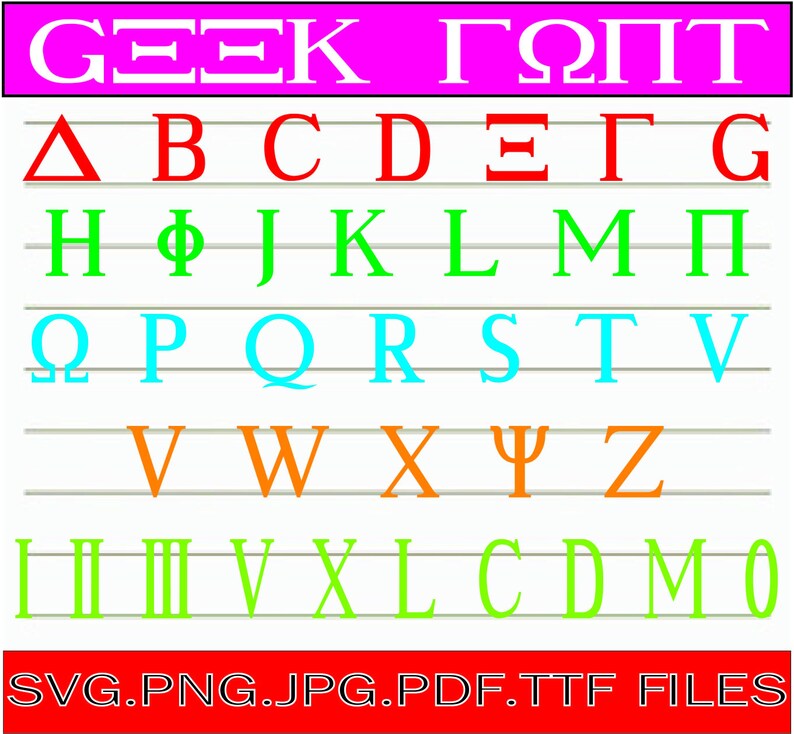 Geek Ancient Font TTF Files, SVG, Png, Alphabet, Letters & Numbers ...