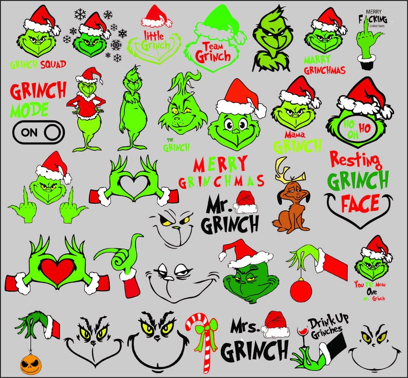 Grinch Christmas SVG Bundle: Grinch Faces, Clipart (cut Files) - Etsy