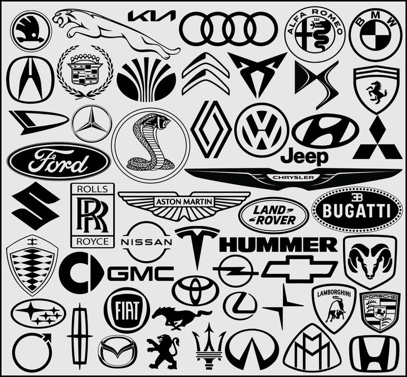 Set Logo of Popular Brands of Cars, Collection of Car Emblems, Cars ...