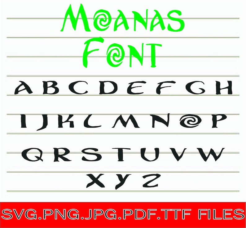 Moana Font SVG, Moana Alphabet TTF, Png, Svg Digital Download, Moana ...