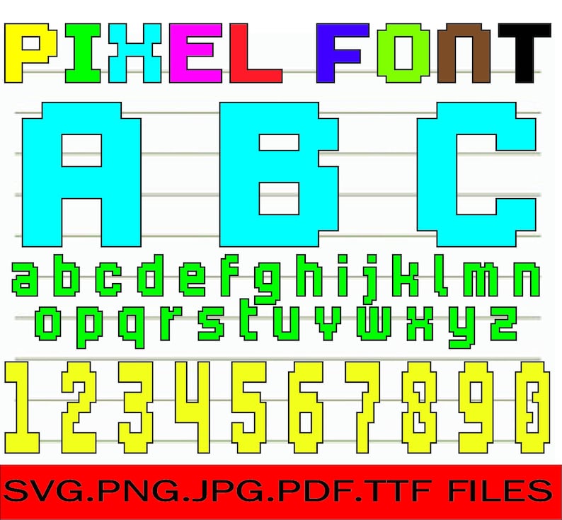 Pixel Font SVG, Video Game Font PNG, 8 Bit Font DXF, Pixel Font Ttf ...