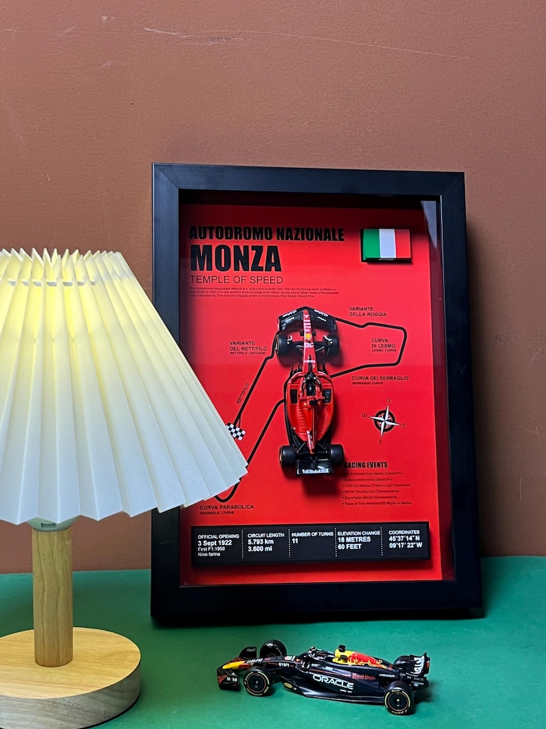 Monza F1 Track Wall Art: Ferrari 3D Model, Italy GP Circuit Frame - Etsy