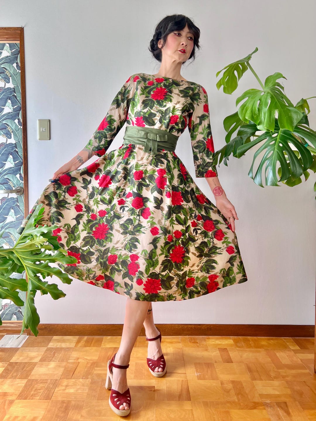 1950s Rona Presents A Joan Doris Fashion Rayon Taffeta Party Dress ...