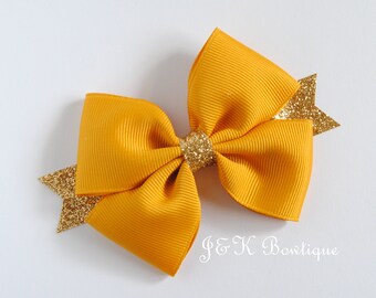 Mustard hair bow mustard large hair bow big mustard bow | Etsy