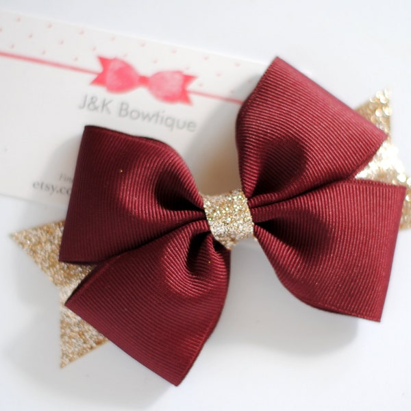 Maroon Hair Bow - Etsy