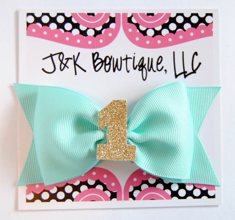 Birthday hair bow first birthday hair bow Aqua Bow hair | Etsy