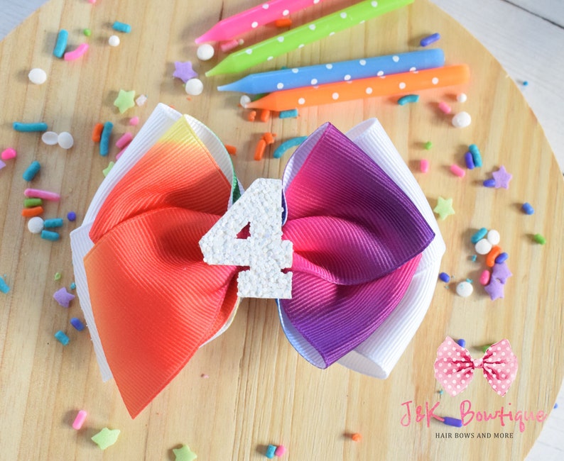 Rainbow Birthday Hair Bow First Birthday Hair Bow Boutique - Etsy