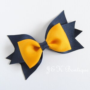 Navy and Mustard Hair Bow, Mustard Bow, Navy Bow, Hair Bows for Girls ...