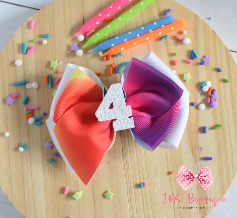 Rainbow Birthday Hair Bow First Birthday Hair Bow Boutique - Etsy