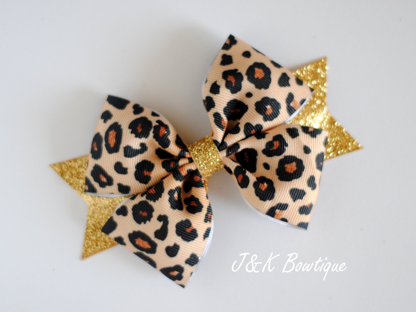 Leopard Hair Bow Gold and Leopard Bow Birthday Hair Bow | Etsy