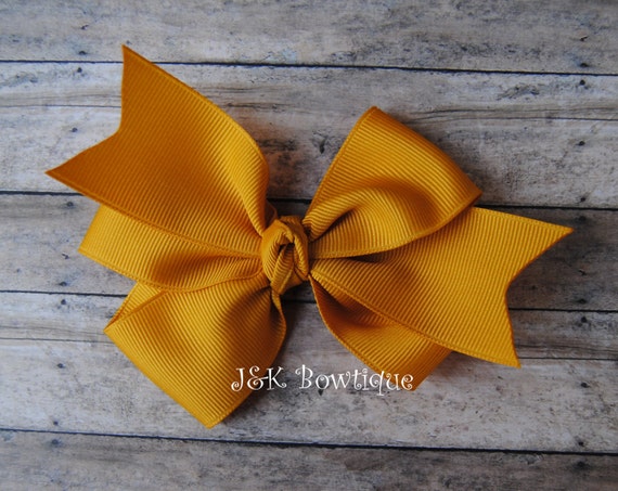 Mustard hair bow mustard large hair bow big mustard bow | Etsy