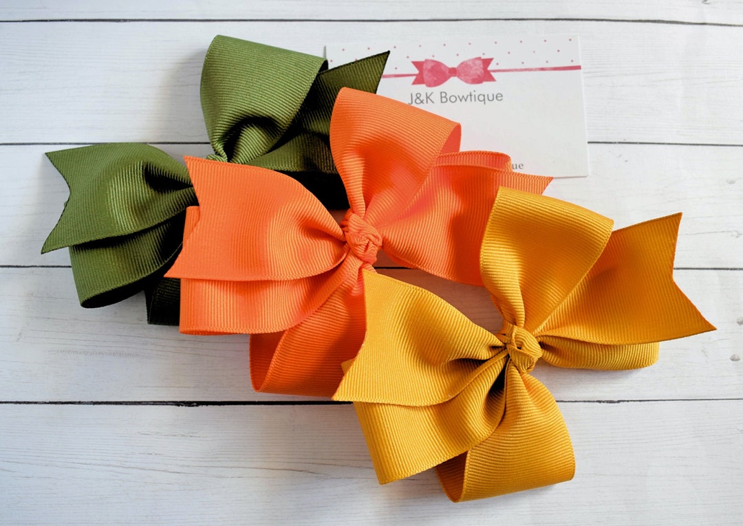 Fall Hair Bow Mustard Hair Bow Moss Hair Bow Green Hair Bow - Etsy