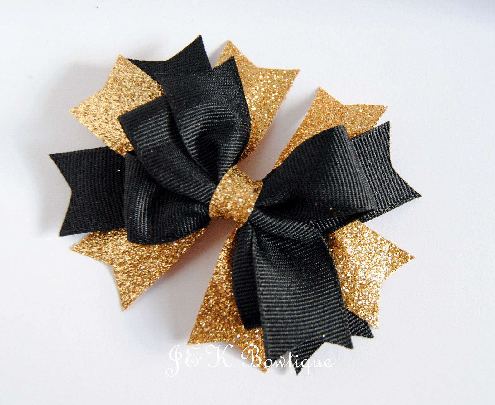 Black and Gold Boutique Bow Ivory Bow Large Hair Bow | Etsy