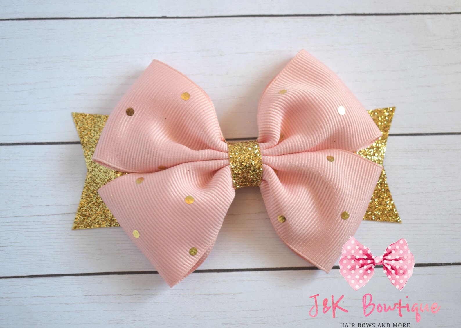 Pink and Gold Hair Bow Large Hair Bow Pin Wheel Hair Bow | Etsy