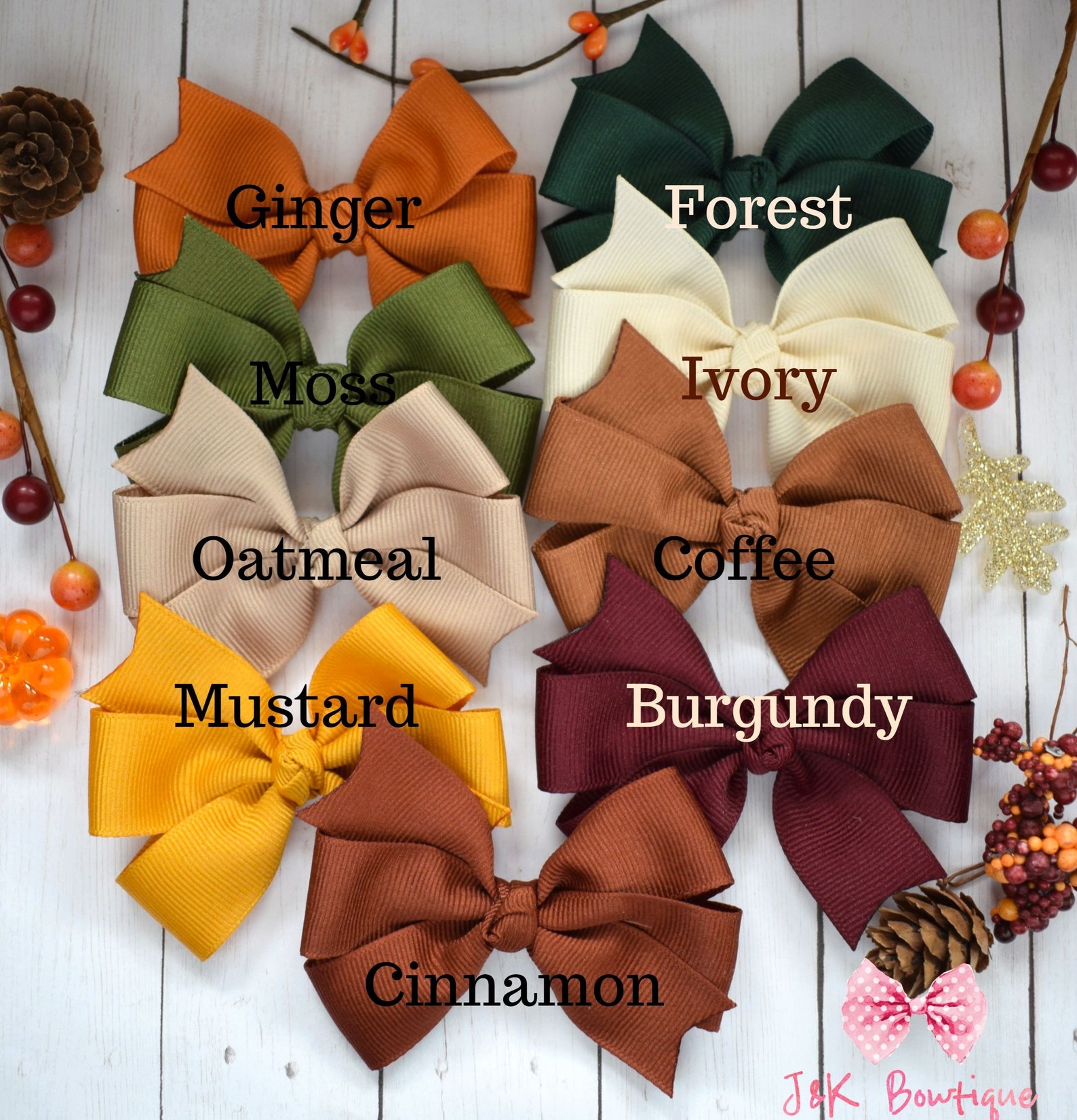 Fall Hair Bow Boho Solid Color Hair Bow Autumn Color Bows | Etsy