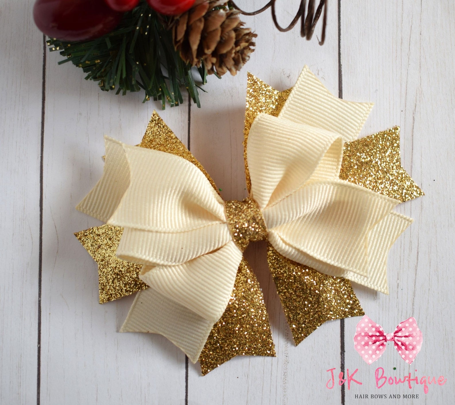 Ivory and Champagne Boutique Bow Ivory Bow 4 Hair Bow - Etsy