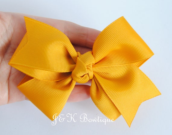 Mustard hair bow mustard large hair bow big mustard bow | Etsy