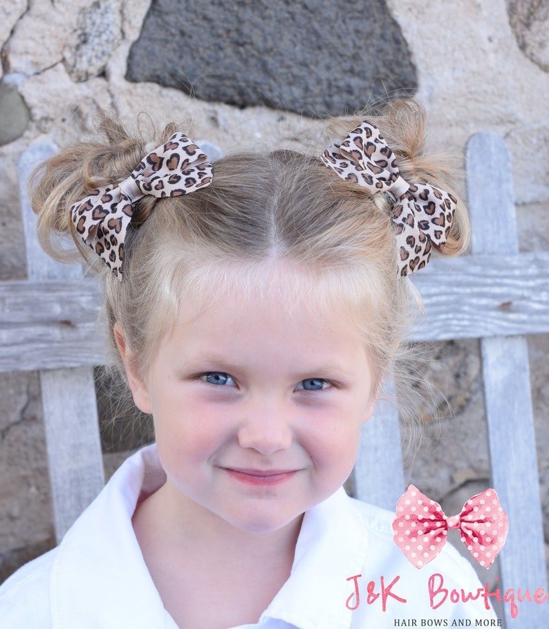 Leopard Heart Print Hair Bow Mini Bow Emily Bows Toddler - Etsy