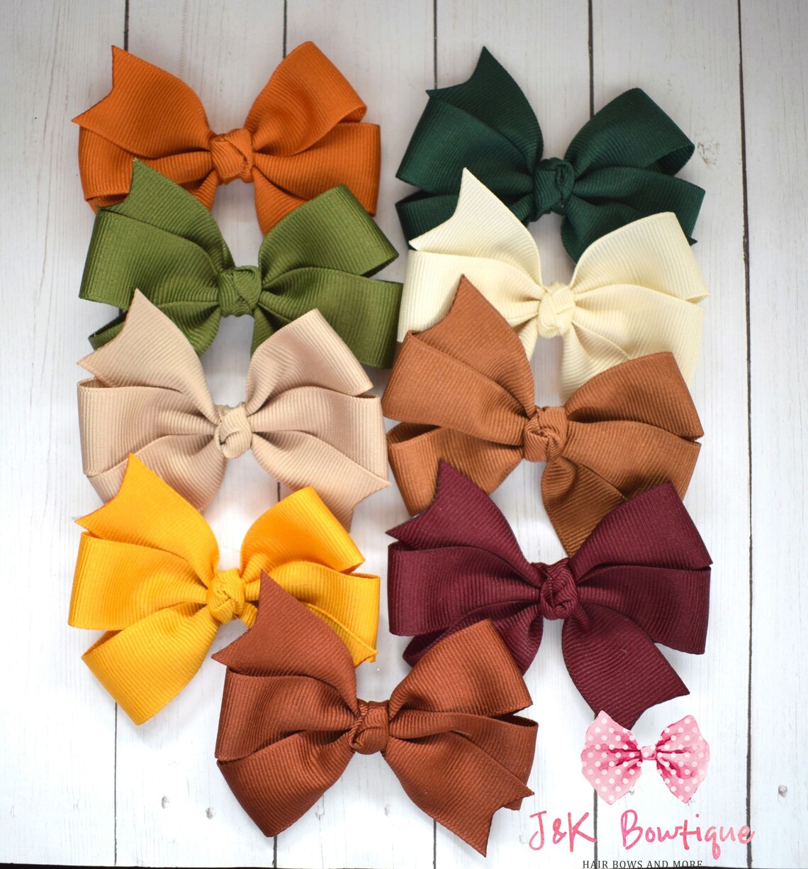 Fall Hair Bow Boho Solid Color Hair Bow Autumn Color Bows | Etsy