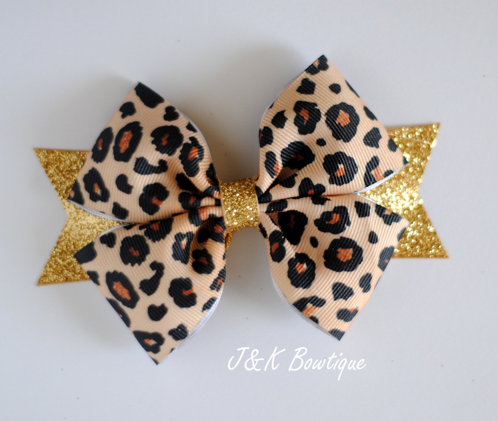 Leopard Hair Bow Gold and Leopard Bow Birthday Hair Bow | Etsy