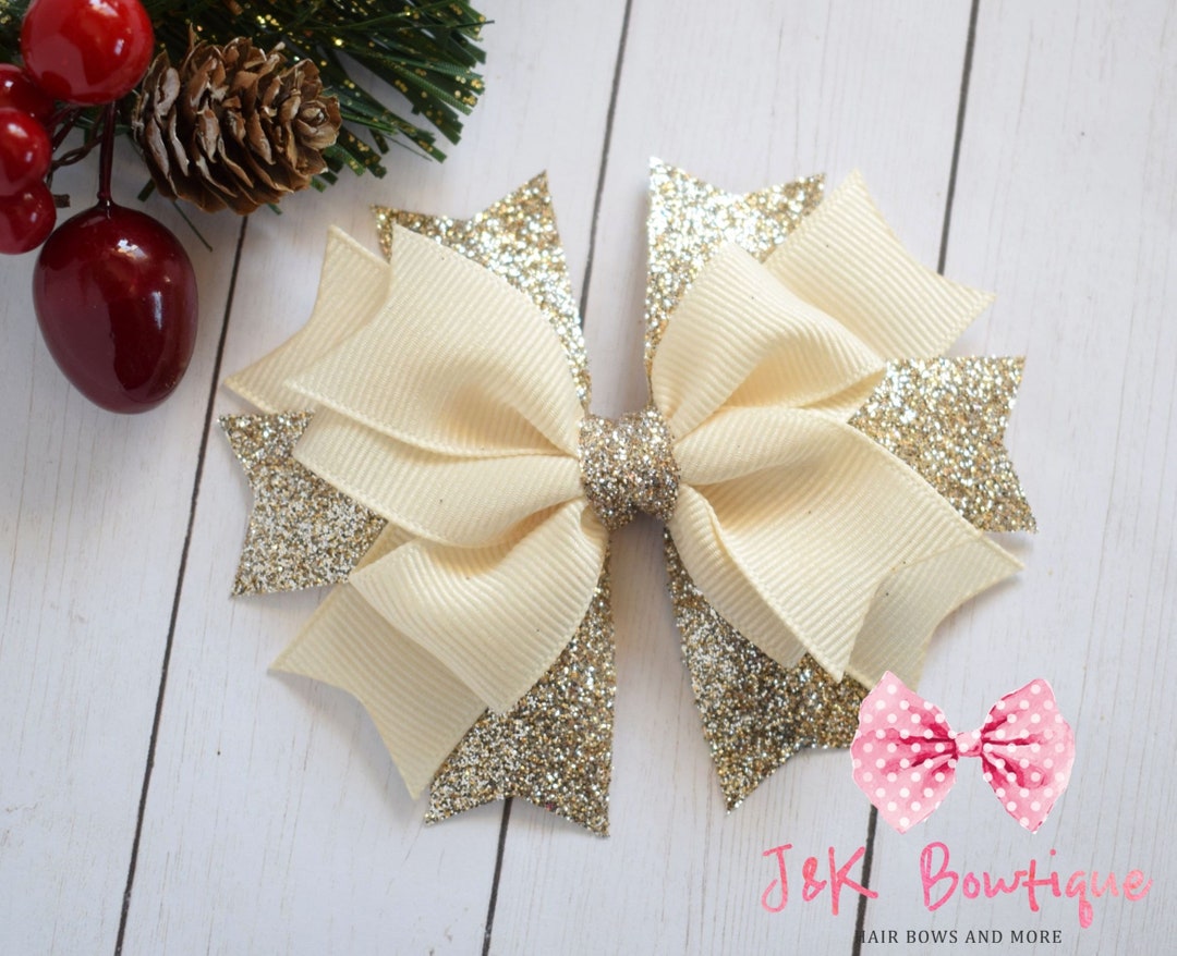 Ivory and Champagne Boutique Bow Ivory Bow 4 Hair Bow - Etsy