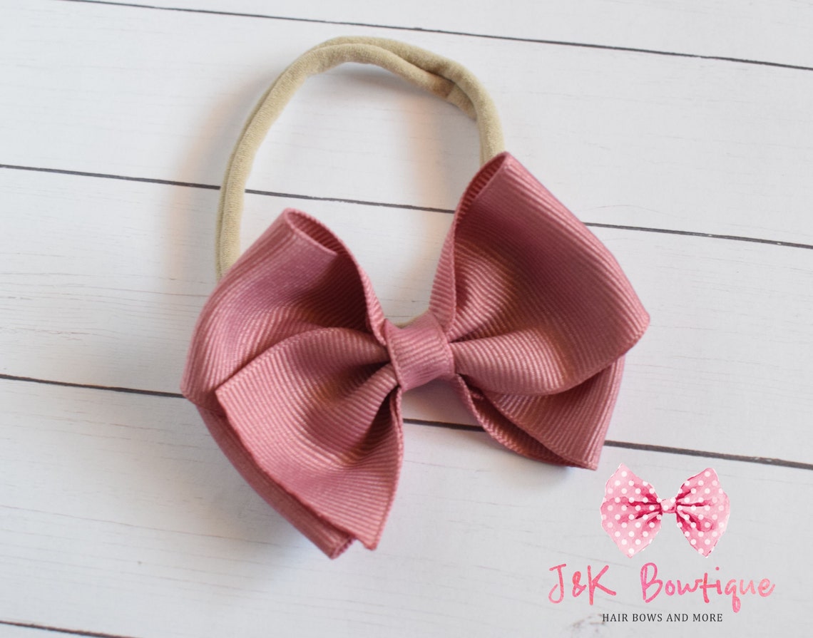 Mini Boutique hair bow Mauve color hair bow mustard hair | Etsy