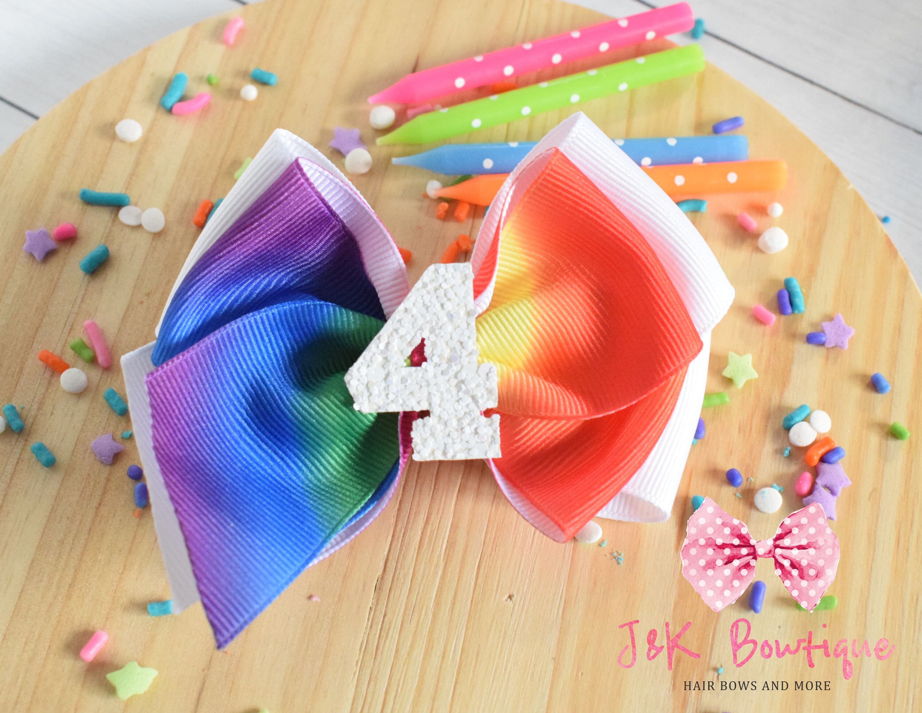 Rainbow Birthday Hair Bow First Birthday Hair Bow Boutique | Etsy