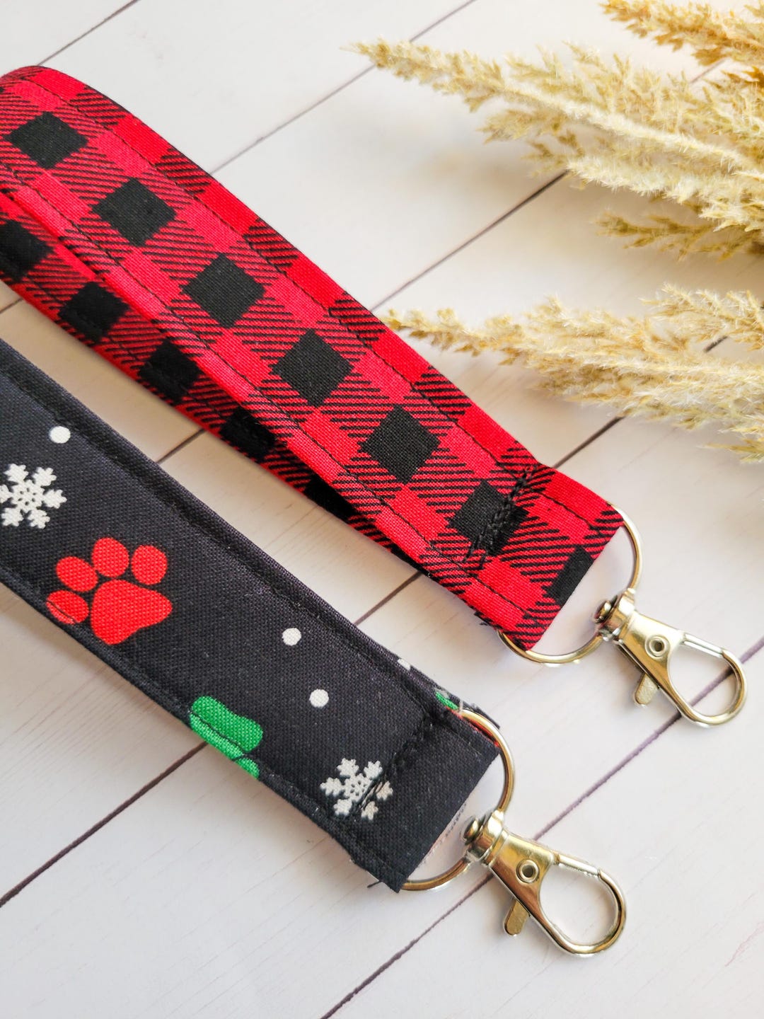 Christmas Winter Cute Wristlet Keychain, Animal Paw Print Handmade ...