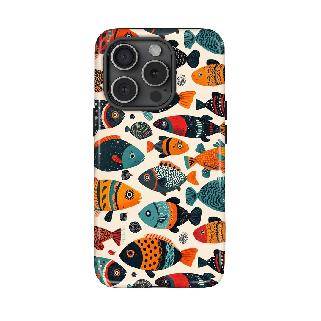 Colorful Fish Pattern Phone Case,cartoon Marine Life,scribble Fish ...