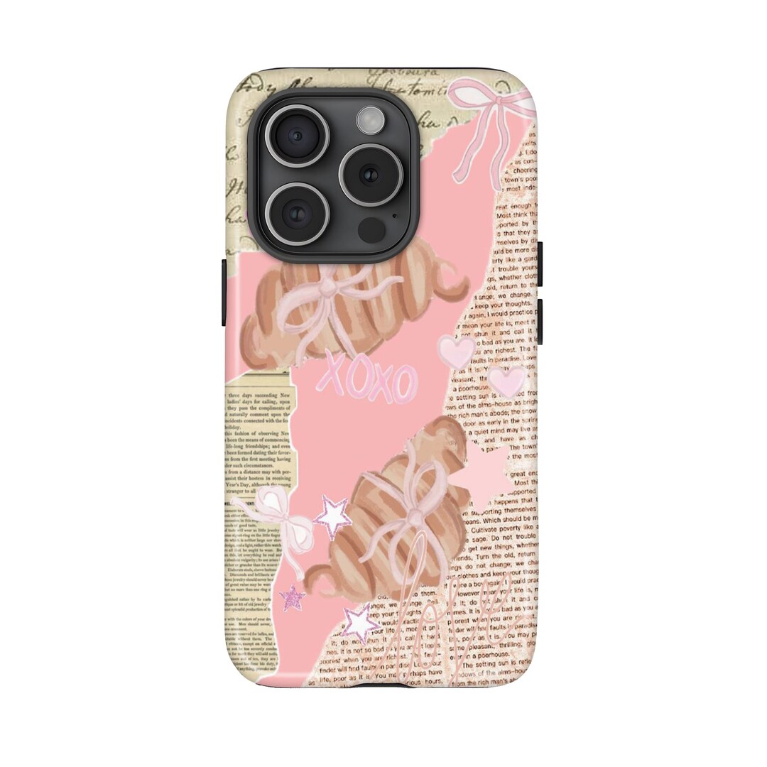 Retro Lettering & Croissants Phone Case,bows, Stars, Hearts,cute ...