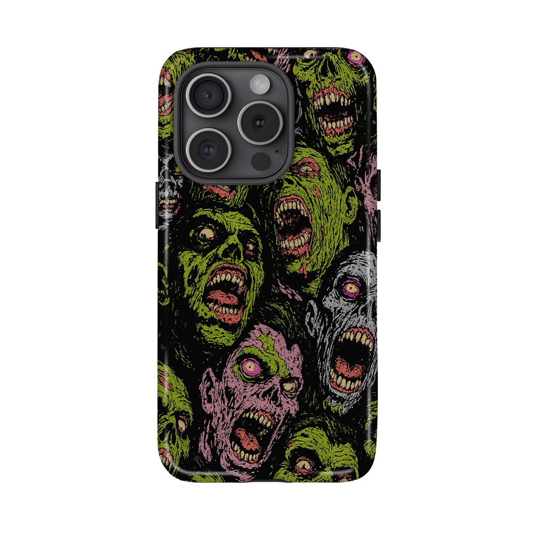 Zombie Horror iPhone Case, Grunge Undead Art Phone Cover, Creepy Green ...