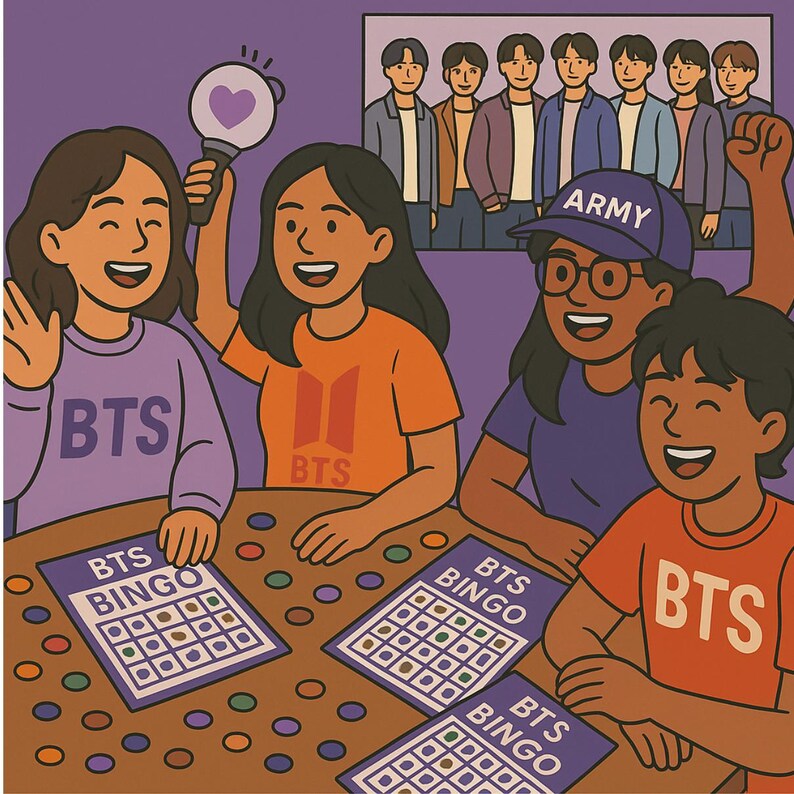BTS Bingo Game | Printable Digital Download | 4 Cards(4 Players) | BTS ...