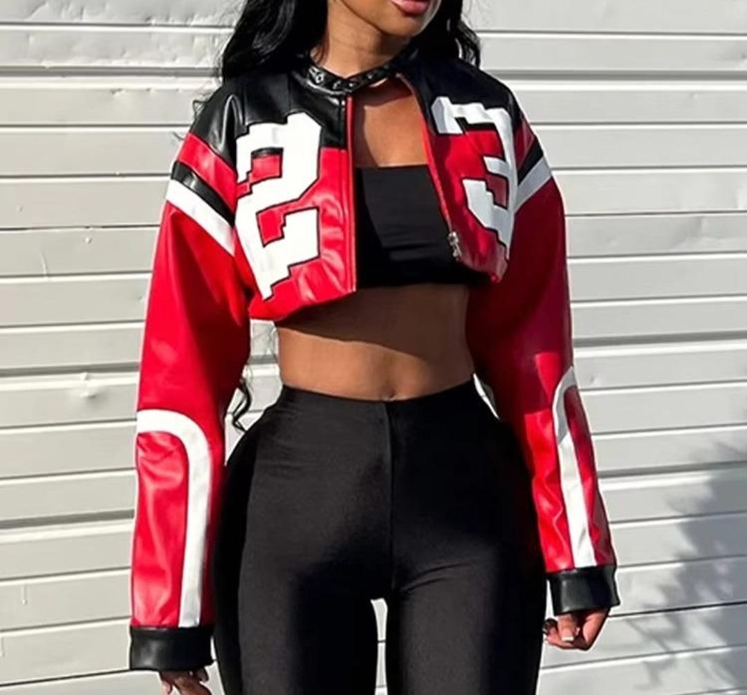 Cropped Varsity Jacket | Varsity Jacket Women | Leather Bomber Jacket ...