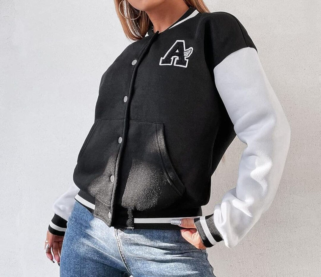 Women's Varsity Jacket | Black Letterman Jacket | Bomber Jacket ...