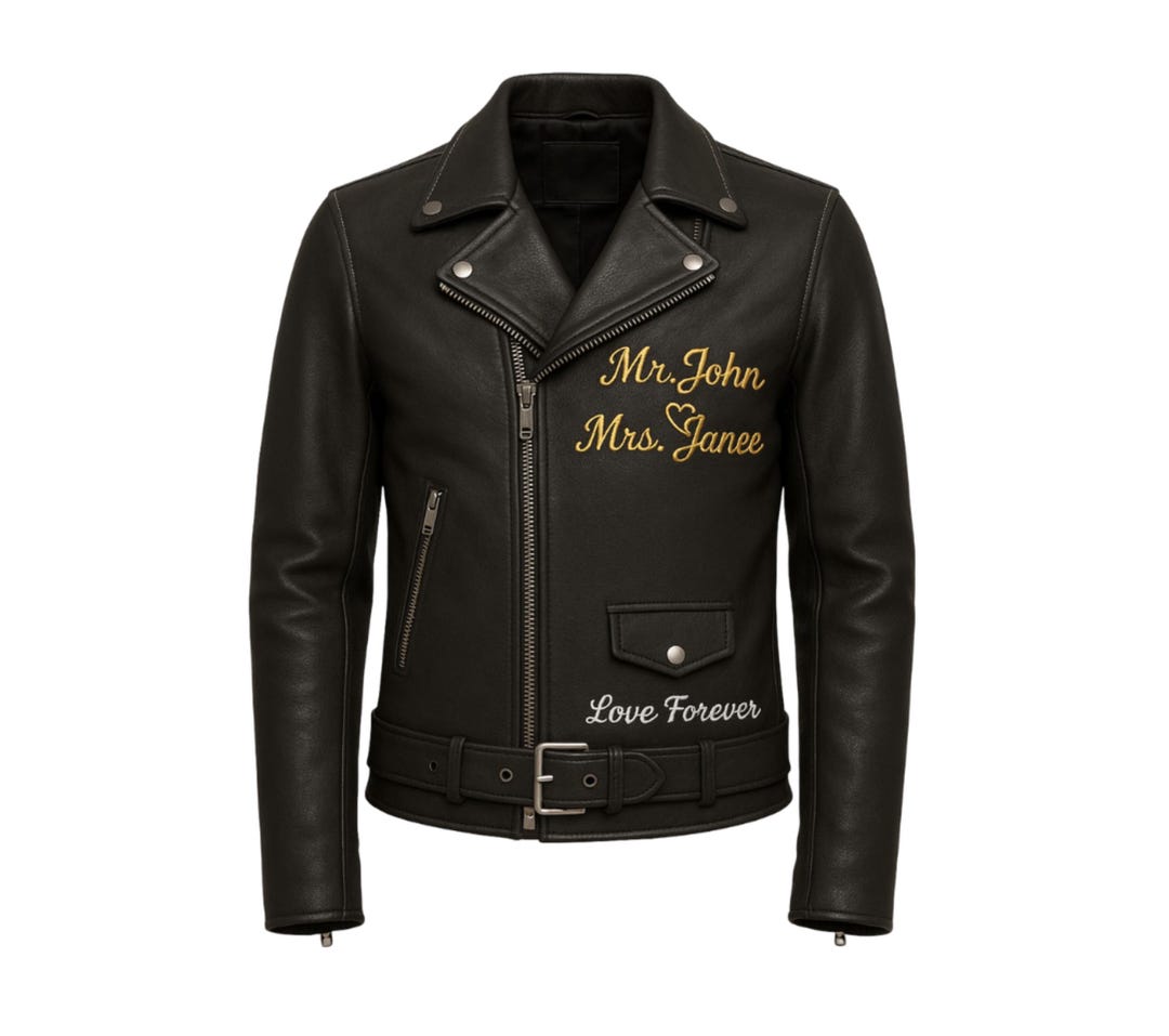 Custom Leather Jacket for Couples | Personalized Embroidered Name ...