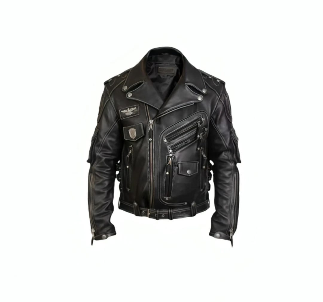 Men's Black Leather Jacket | Punk Rock Jacket | Rocker Style Outerwear ...