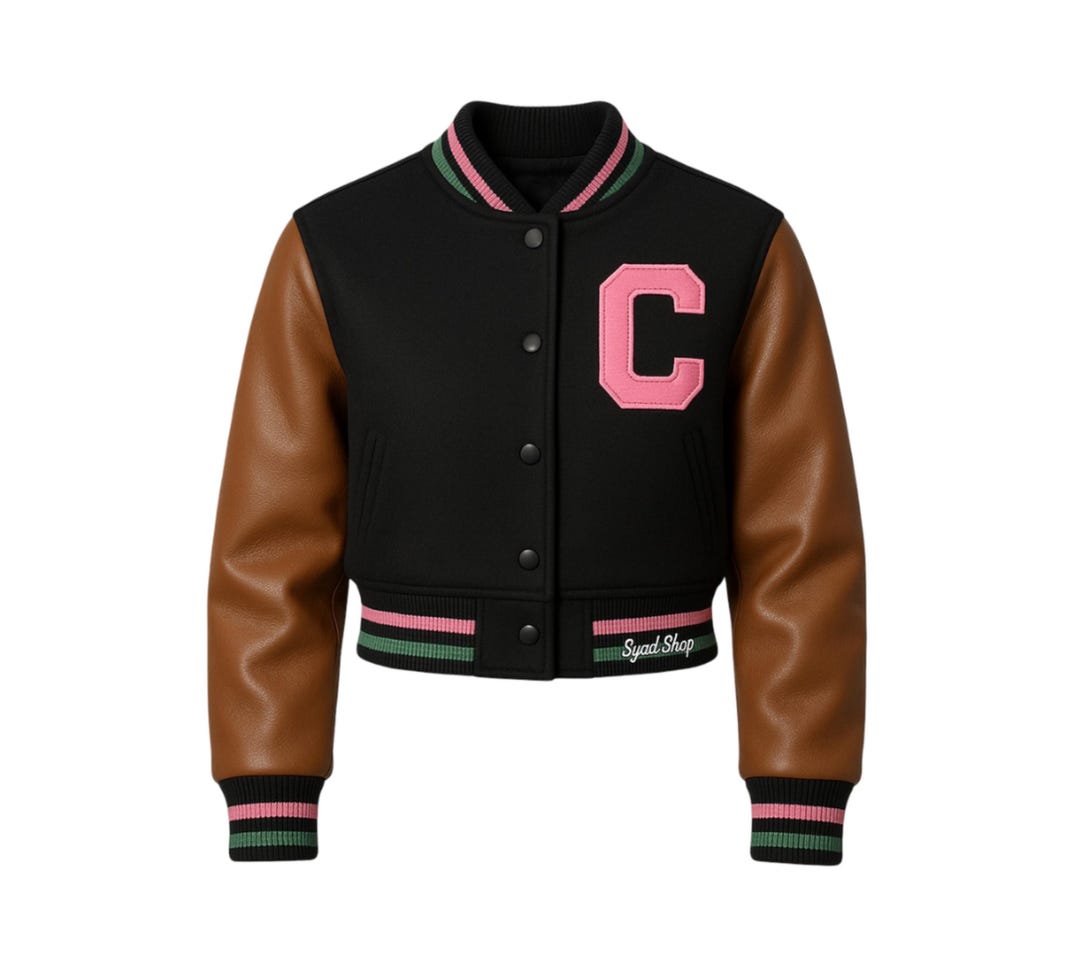 Brown Leather Varsity Jacket: Cropped Wool Letterman With Custom Patch ...