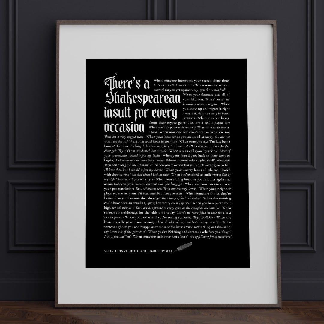Shakespeare Printable Poster - There's a Shakespearean Insult for Every ...