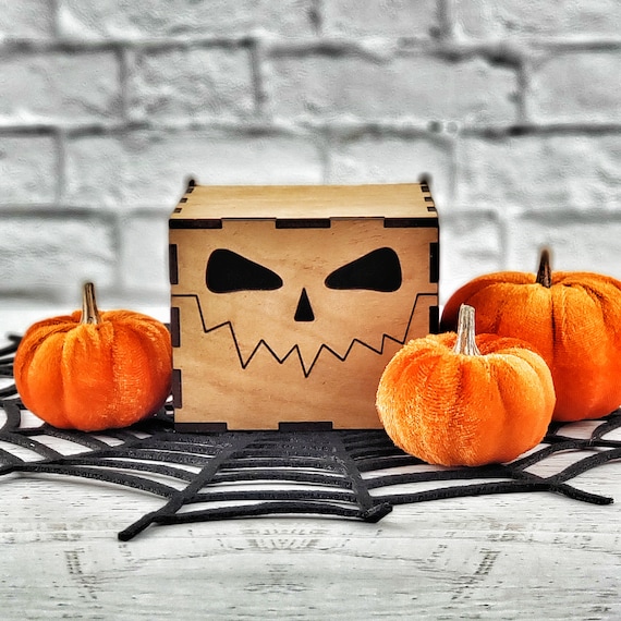 Jack O Lantern Wood Halloween Box Pumpkin Decor Halloween - Etsy