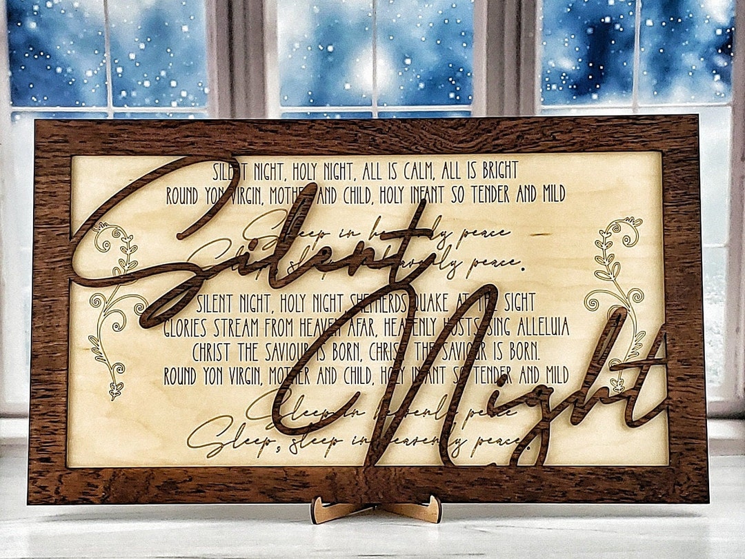 Silent Night Christmas Carol Sign - Layered Wood Christmas Song Sign ...