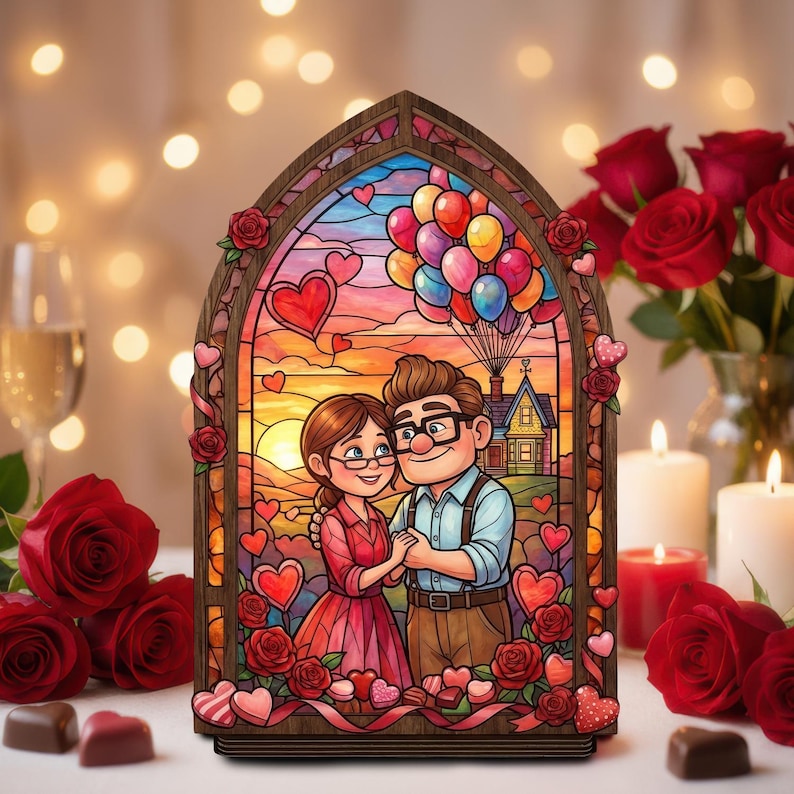 Disney Couple Carl and Ellie Book Nook, Couple Gift, Custom Name Tree ...