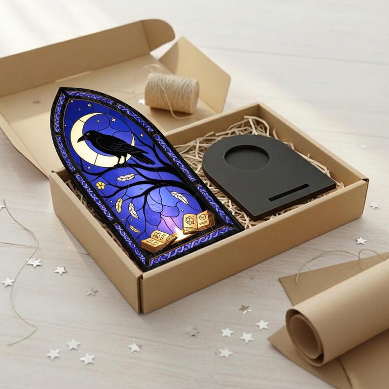 Raven Moon Book Nook, Fantasy Book Nook Display, Mystic Raven Art ...