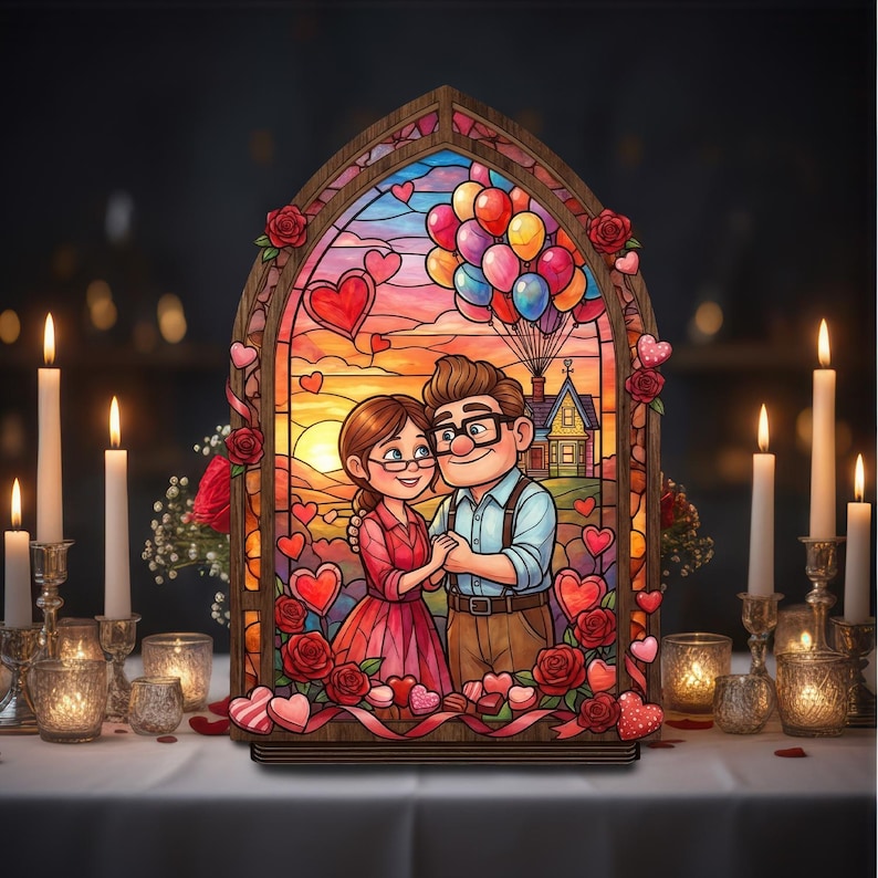 Disney Couple Carl and Ellie Book Nook, Couple Gift, Custom Name Tree ...