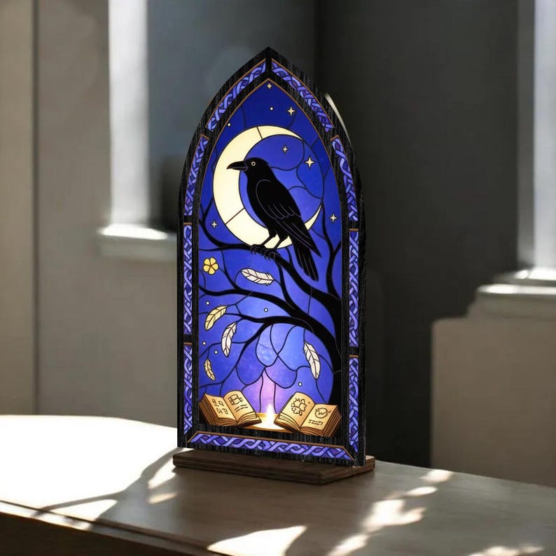 Raven Moon Book Nook, Fantasy Book Nook Display, Mystic Raven Art ...